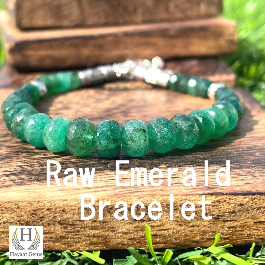 Faceted Emerald Beads Bracelet: Zambian Gemstone Jewelry, Handmade AAA ...