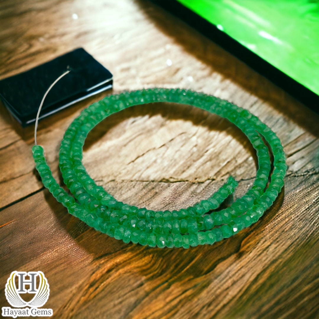 Natural Emerald Faceted Beaded Strings Zambian Green Emerald Beads ...