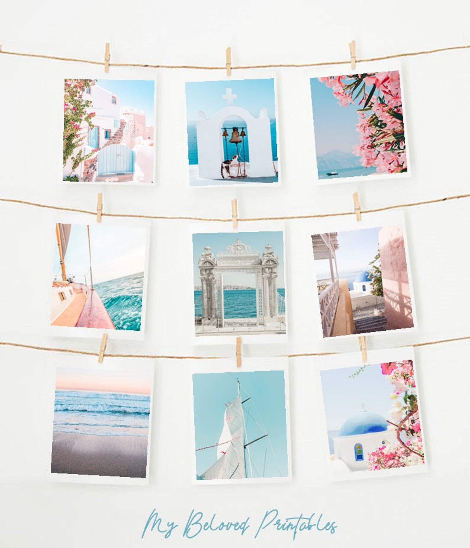 Mamma Mia Print Set of 9 College Dorm Girl Room Decor Santorini Cubicle ...