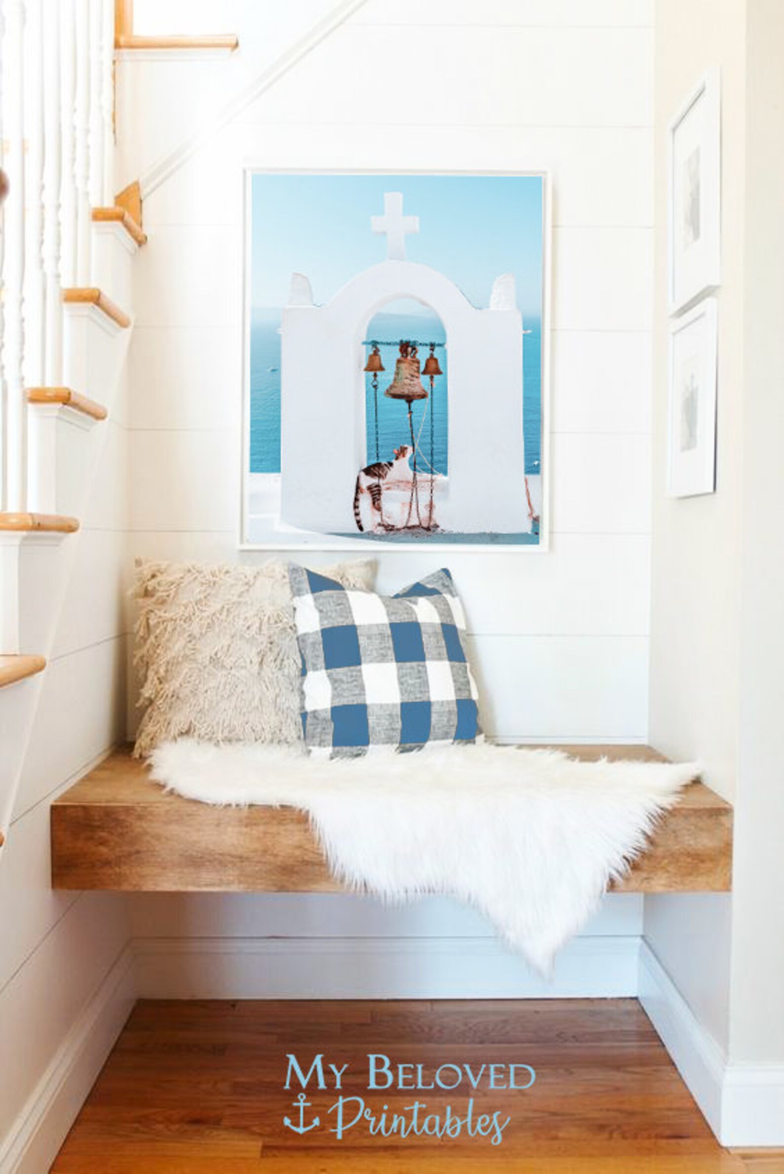 Mamma Mia Cubicle Decor Set of 2 Santorini Greek Island Minimalist Wall ...