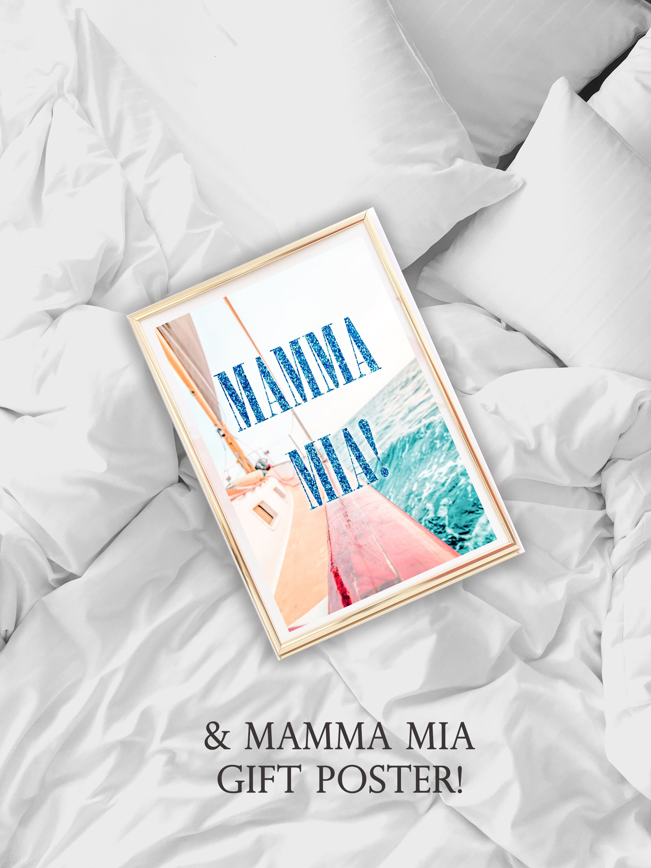 Mamma Mia Cubicle Decor Set of 2 Santorini Greek Island Minimalist Wall ...