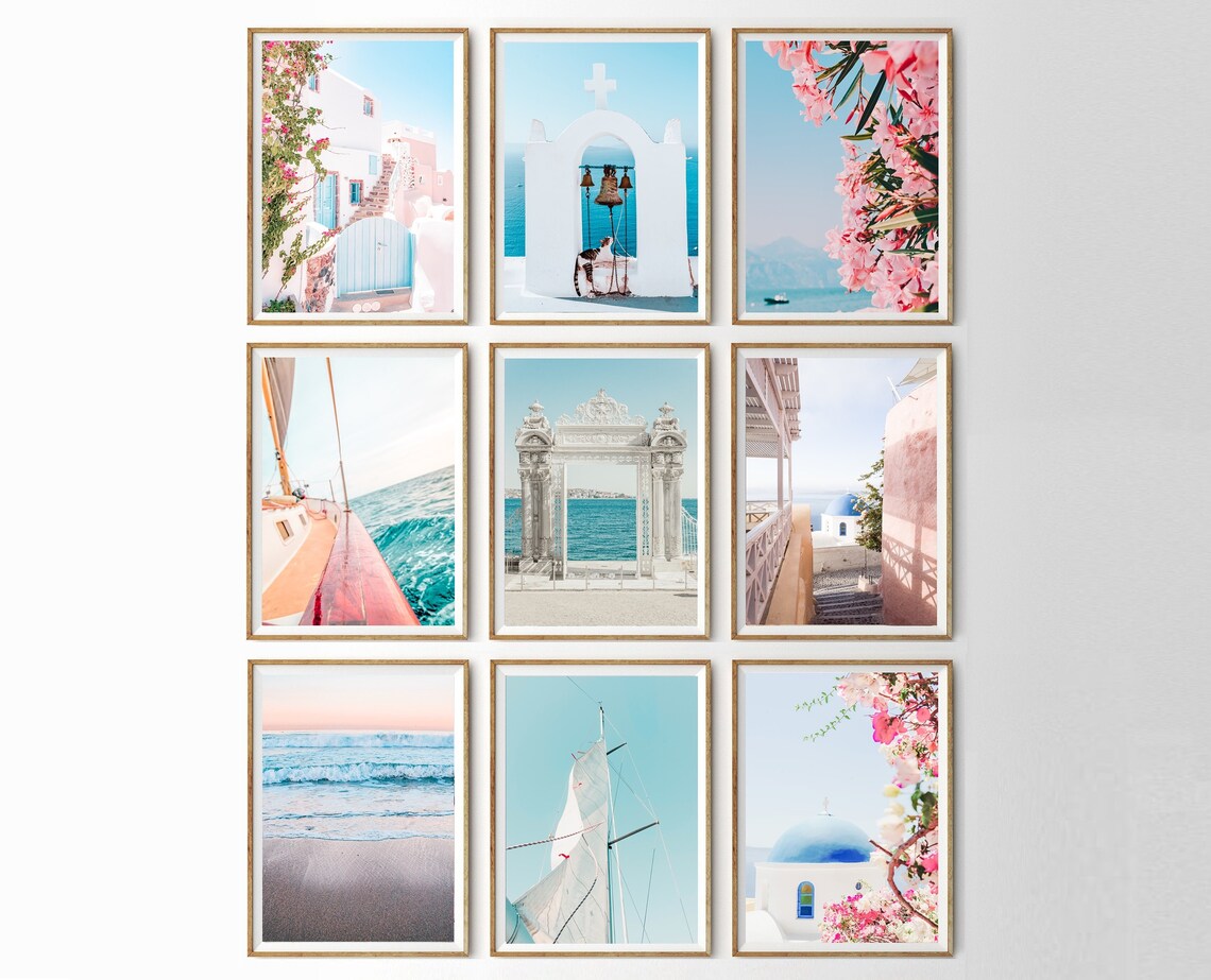 Mamma Mia Print Set of 9 College Dorm Girl Room Decor Santorini Cubicle ...