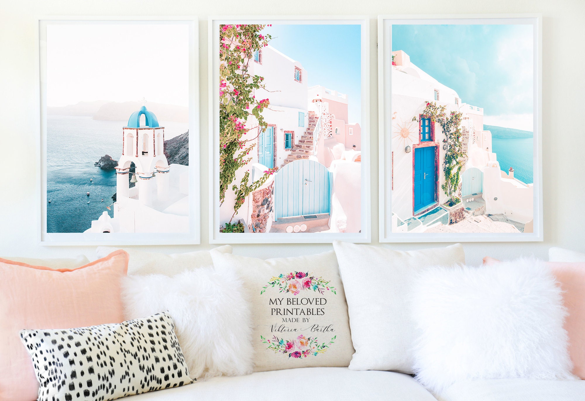 College Dorm Decor Mamma Mia Set of 9 Santorini Girl Room Decor Cubicle ...
