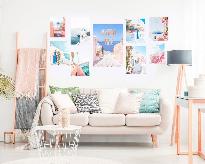 College Dorm Decor Mamma Mia Set of 9 Santorini Girl Room Decor Cubicle ...
