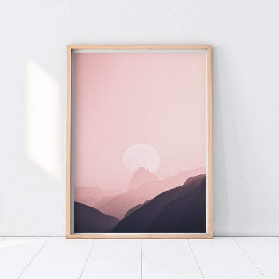 Pink Mountain Wall Art Rustic Wall Decor Printable Wall Art | Etsy
