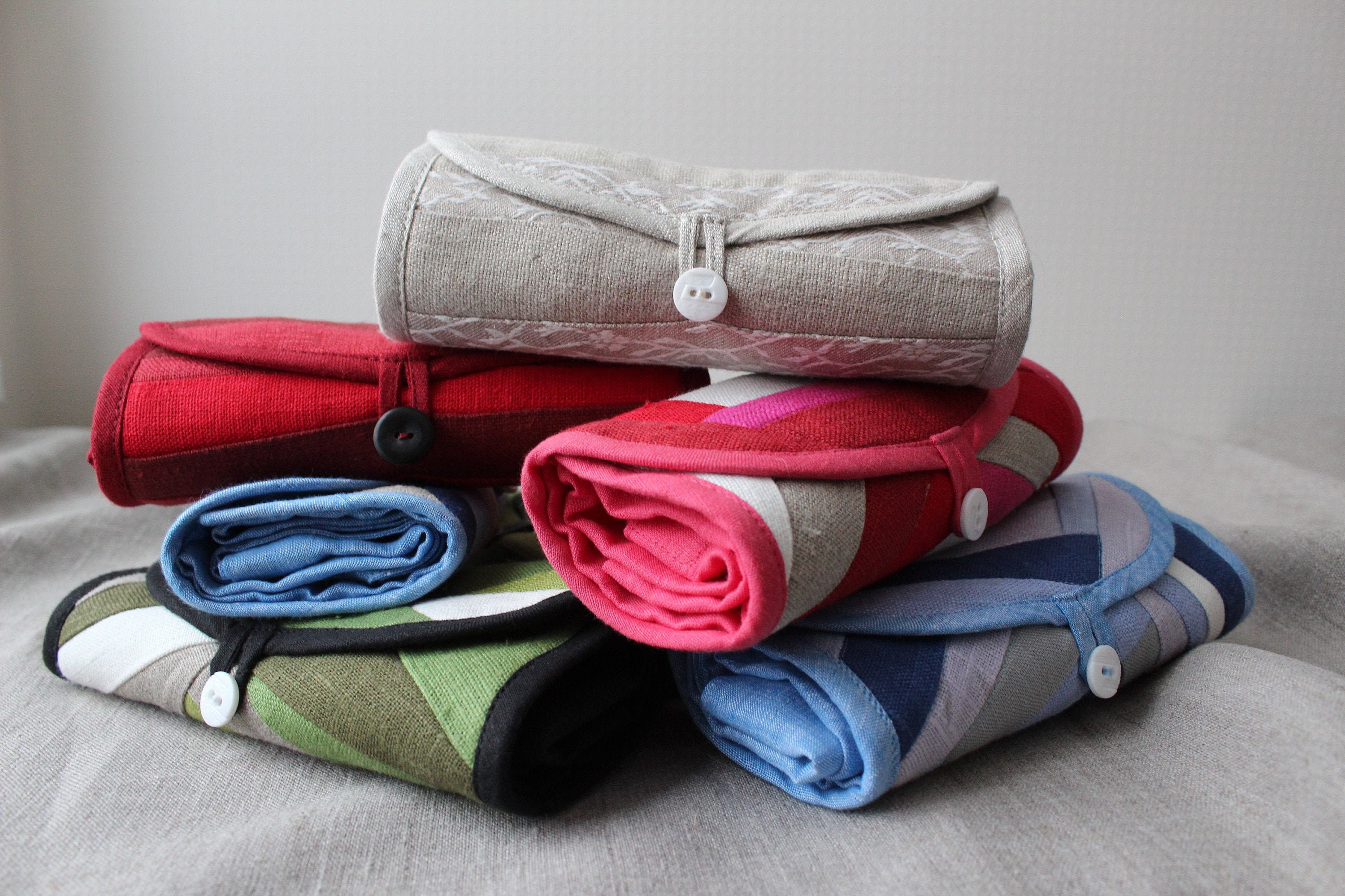 Linen Shopping Bag, Natural Linen Tote Bag in Gray/green, Foldaway Bag ...