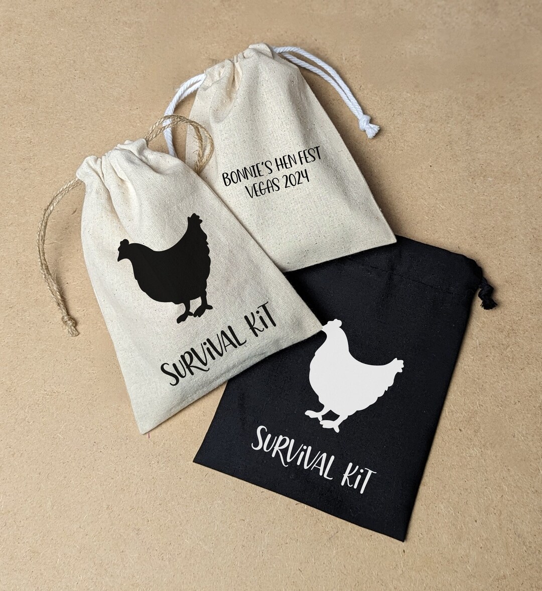 Hen Survival Kit Bag, Optional Custom Text on the Reverse, Perfect for ...