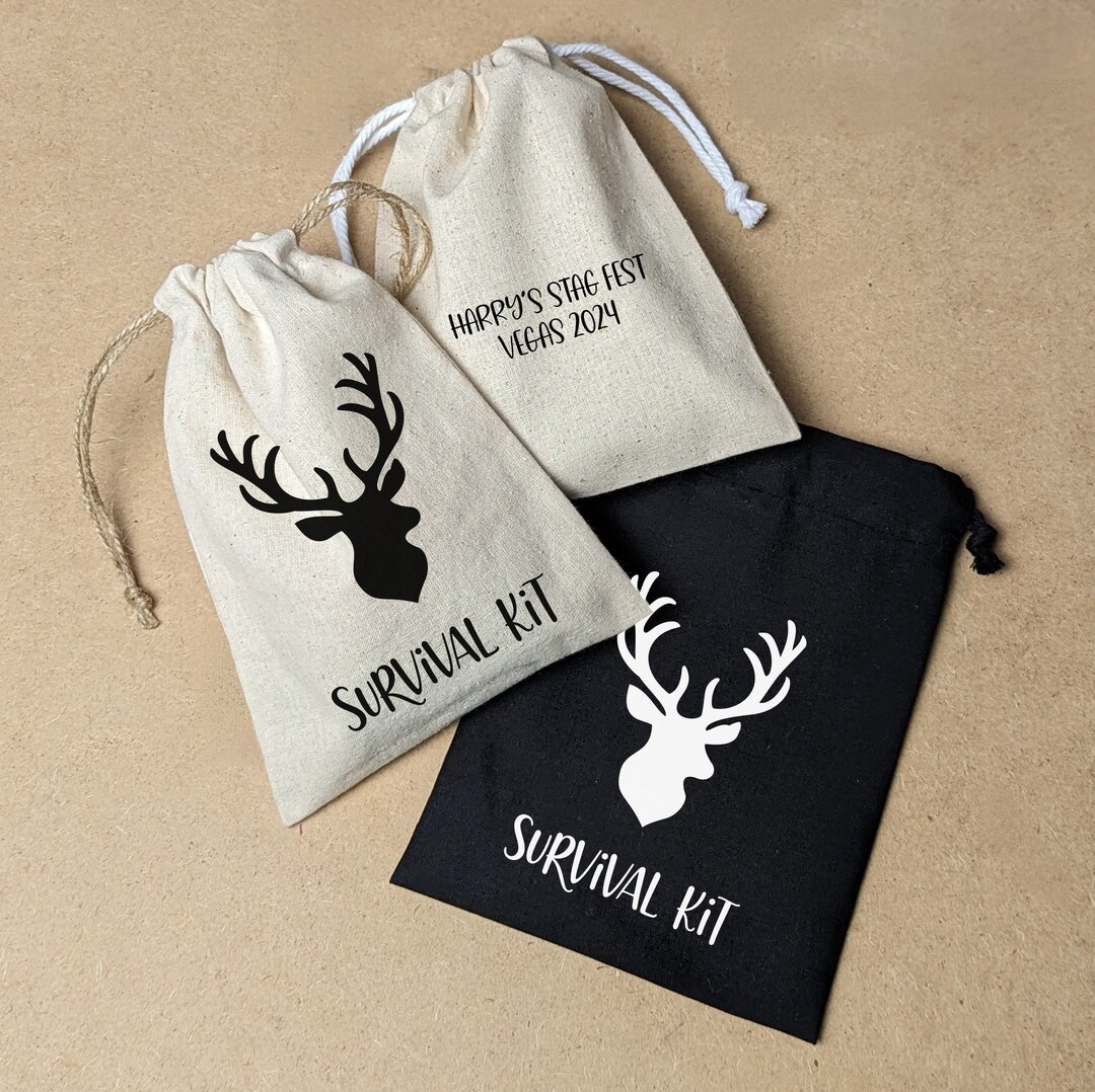 Stag Survival Kit Bag, Optional Custom Text on the Reverse, Perfect for ...