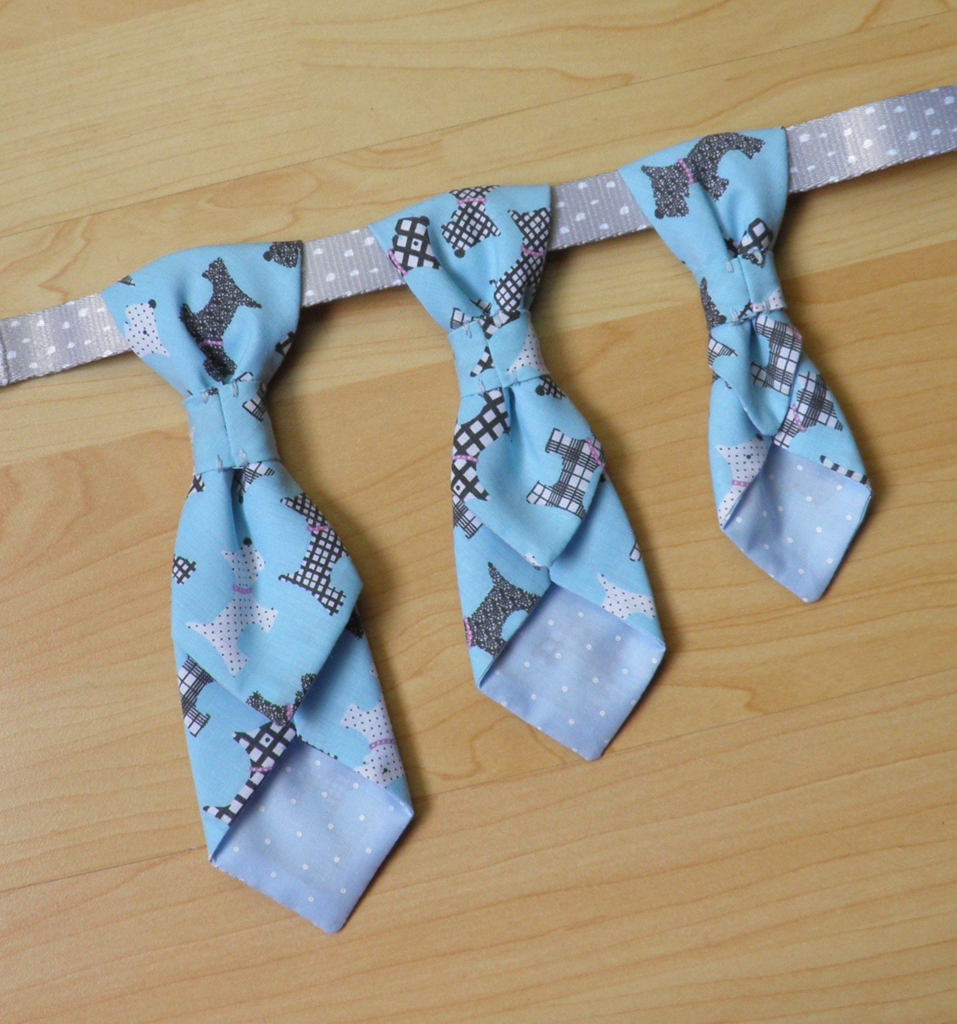 Dog Necktie Pale Blue Scotty Dog Print & Polka Dot Machine | Etsy