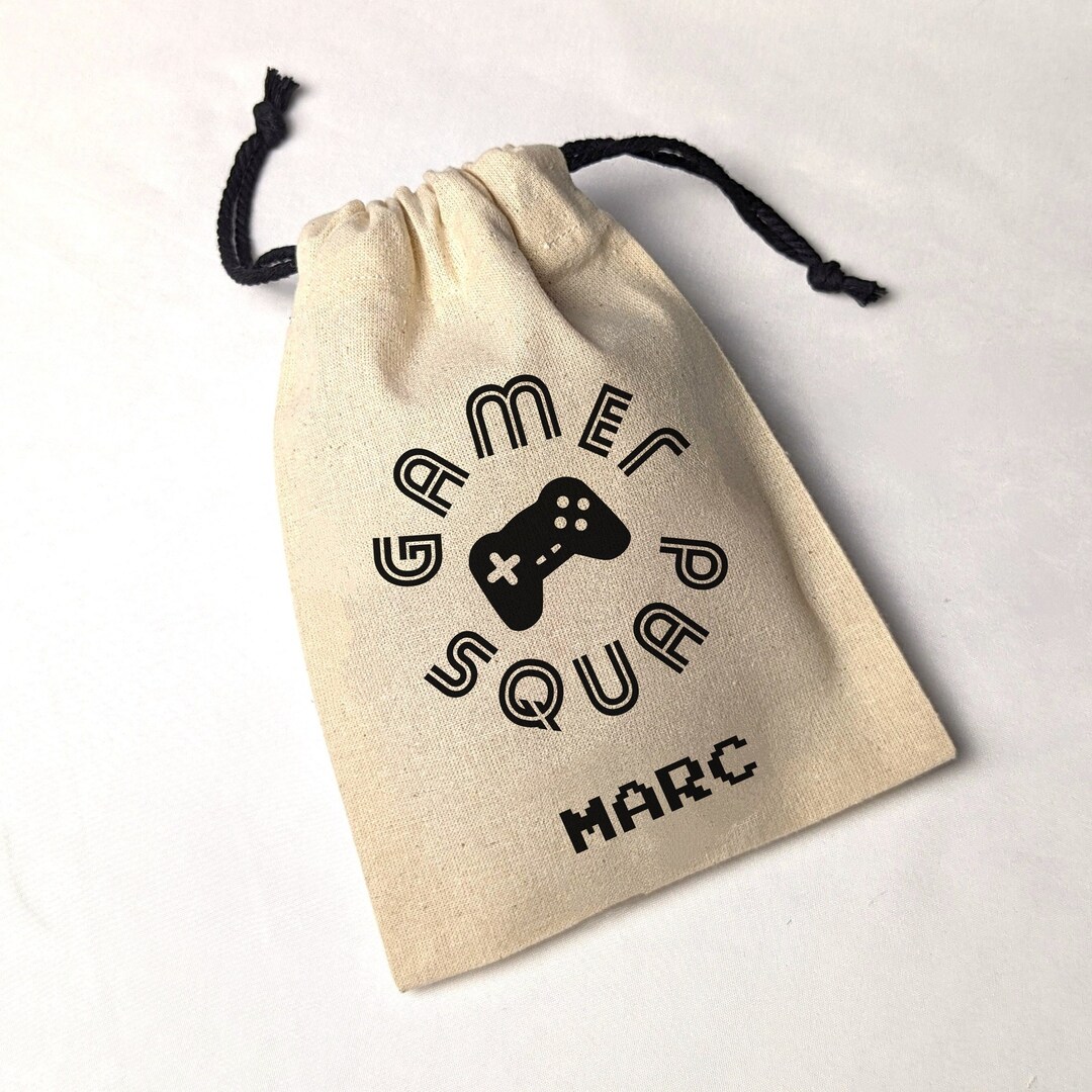 Gamer Squad Personalised Party Bag, Cotton Drawstring Favour Bags ...