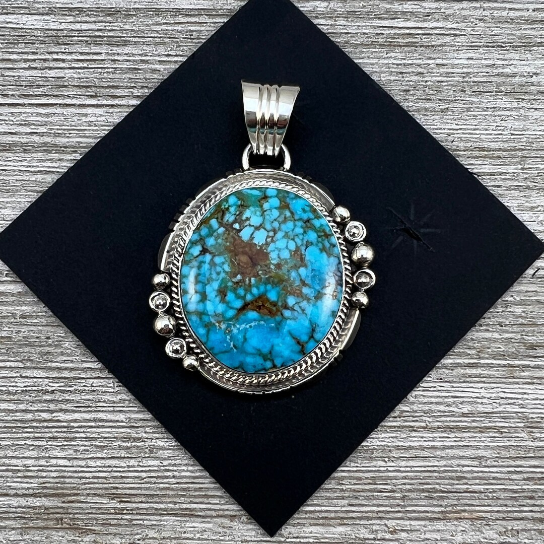 Blue Kingman Turquoise Pendant 2, Sterling Silver Daniel Benally - Etsy