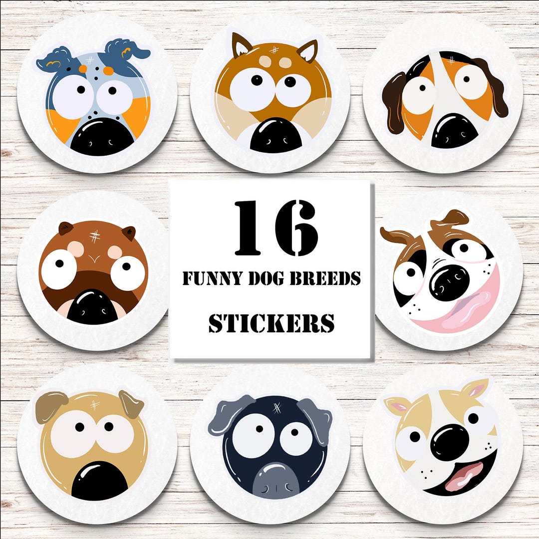 Funny Dog Stickers - Cute Dog Breed Decals - Vinyl Laptop Stickers ...