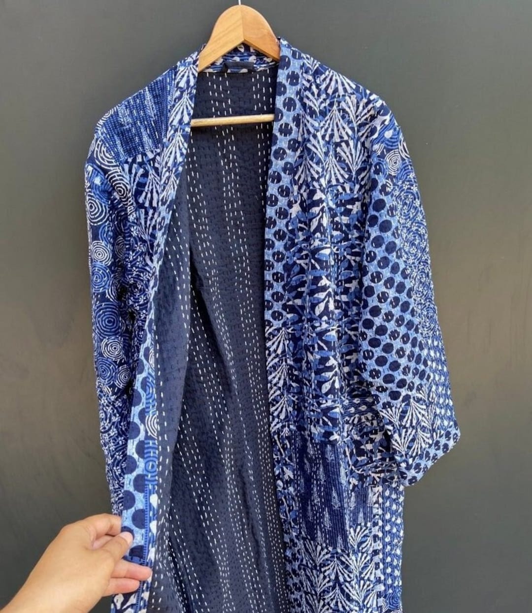 Handmade Floral Kantha Robe: Patchwork Quilted Jacket - Etsy