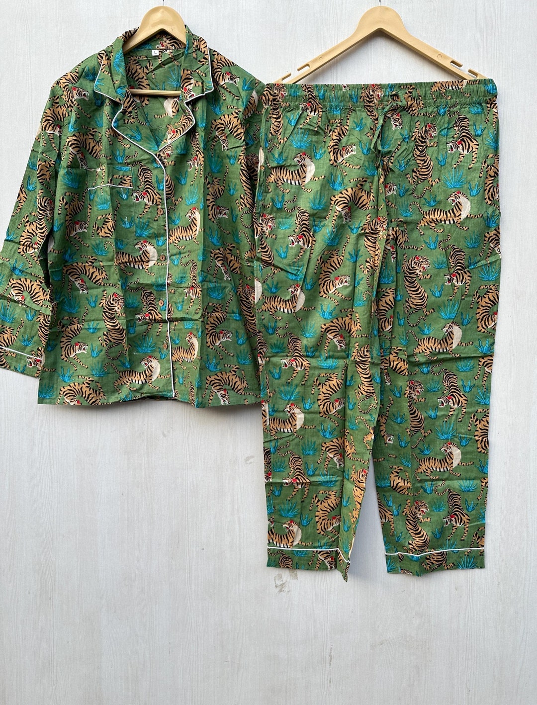 Tiger Print Pyjamas, Floral Pure Cotton Pj's, Pajamas Set ,indian ...