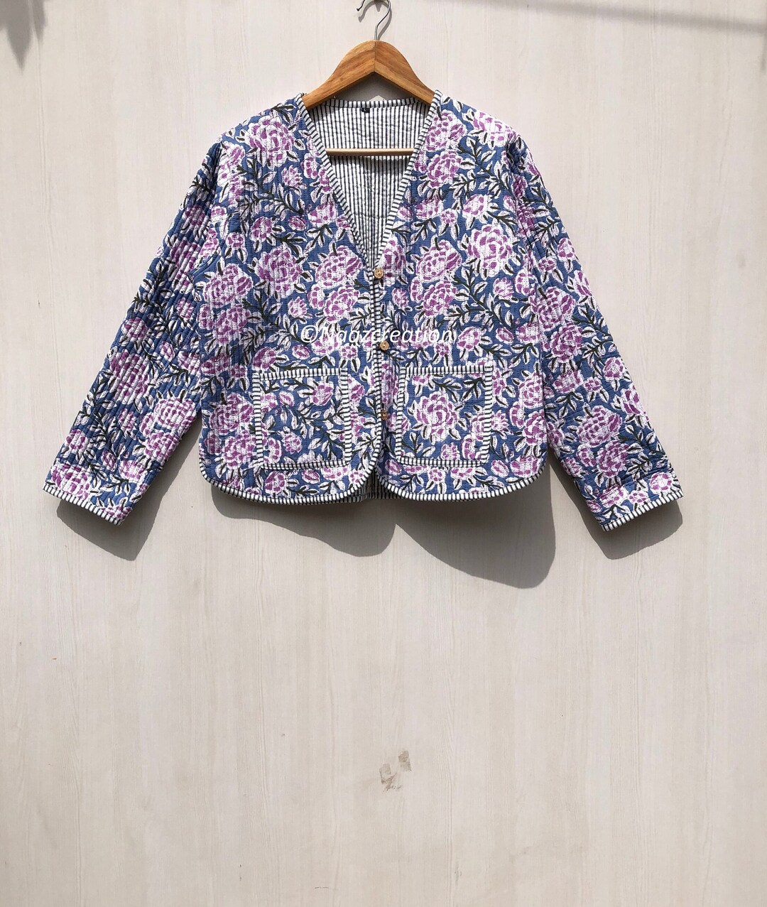 Block Printed Quilted Jacket: Handmade Boho Women's Coat - Etsy