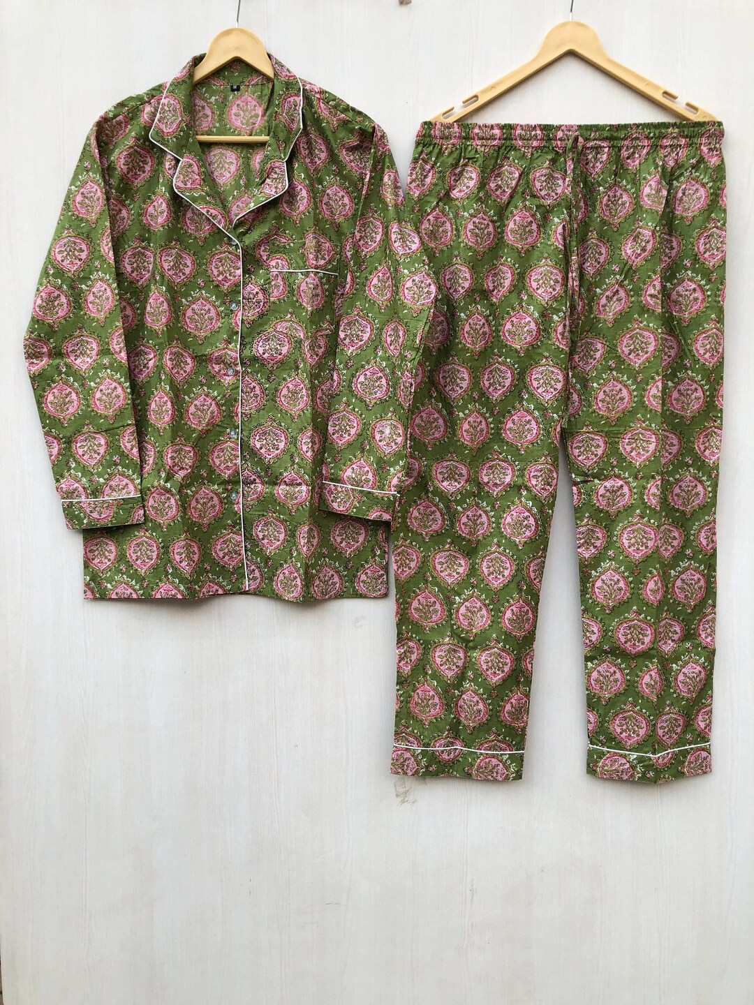 Hand Block Floral Print Pajamas, Pure Cotton Pj's, Pajamas Set ,indian ...