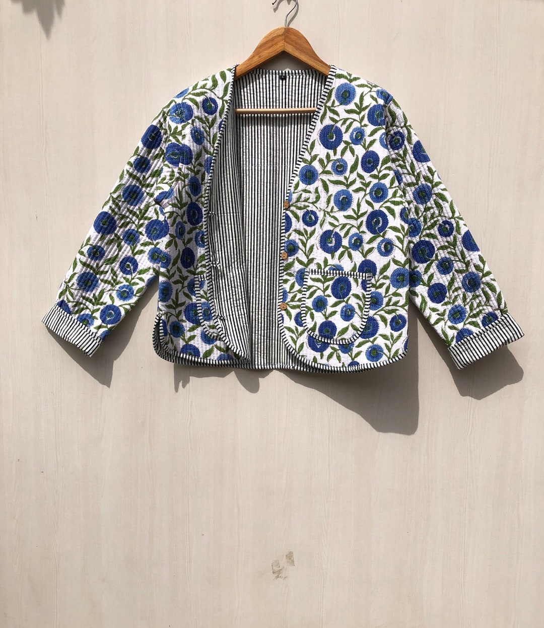 Block Printed Quilted Jacket: Handmade Boho Women's Coat - Etsy