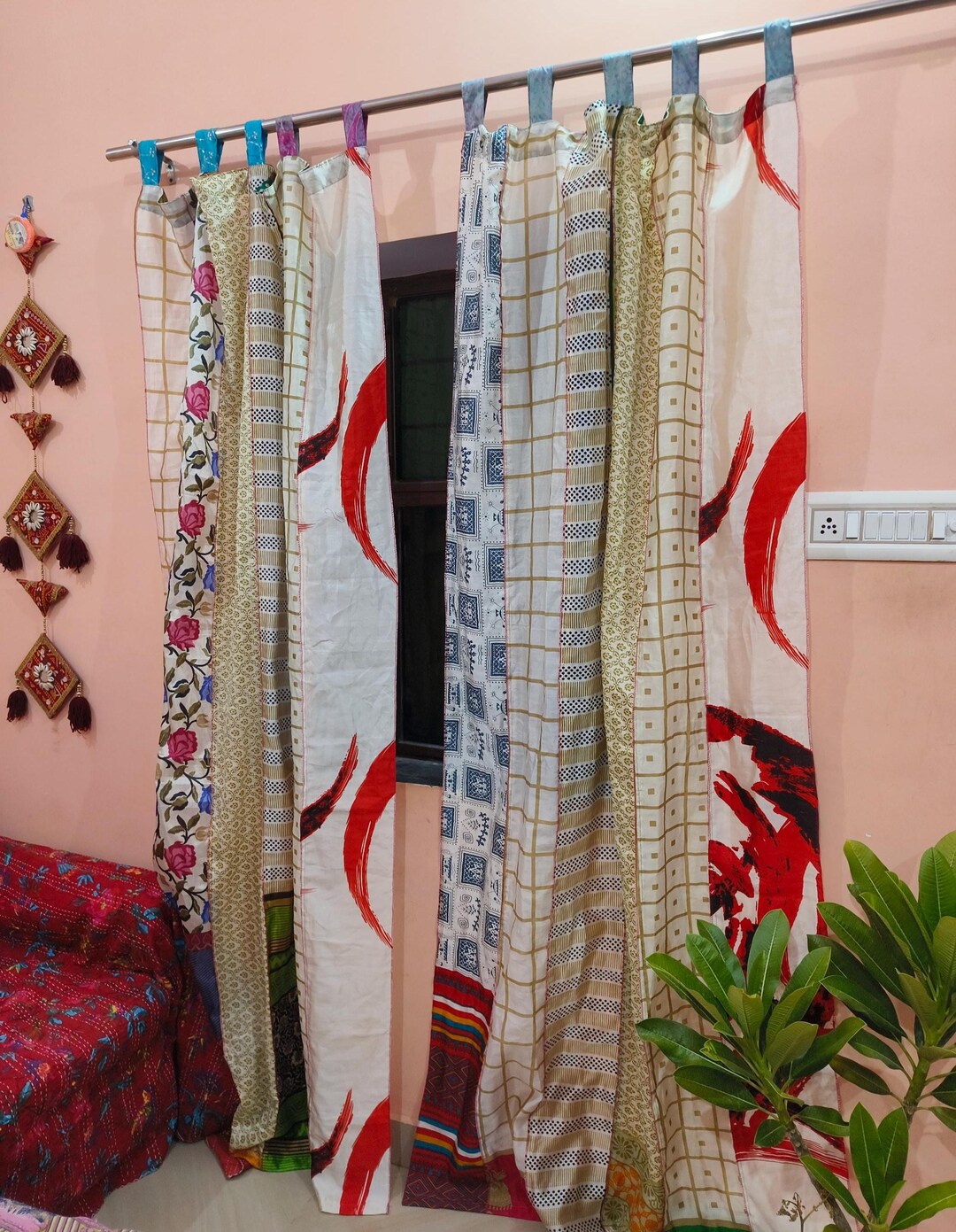 Vintage Silk Sari Curtain: Handmade Indian Door Window Drape - Etsy