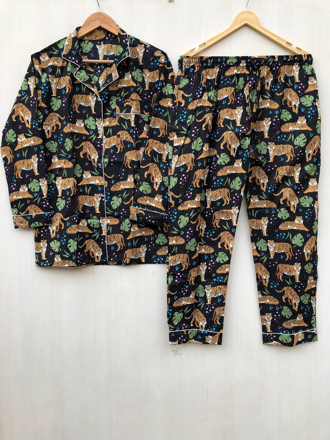 Animal Print Pajamas,print Pure Cotton Pj's, Pajamas Set ,indian Cotton ...