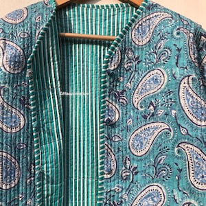 Paisely Print Hand Block Print Fabric Quilted Jacket Short Kimono Women ...