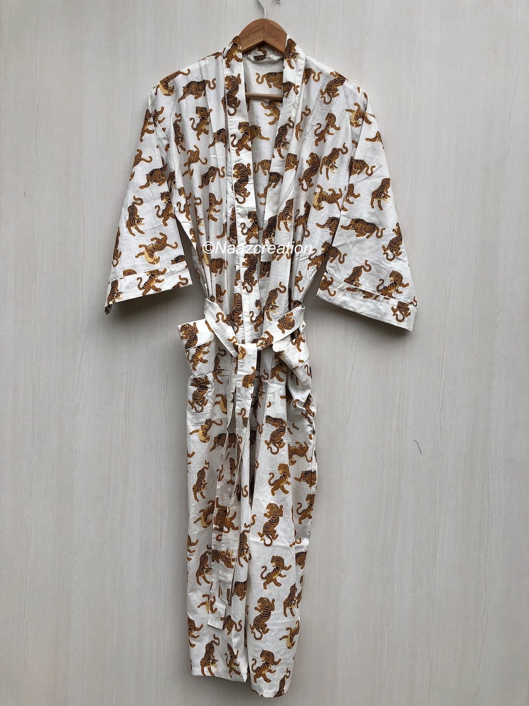 Animal Tiger Kimono Block Print Robe Maternity Gown Beach Wear Summer ...