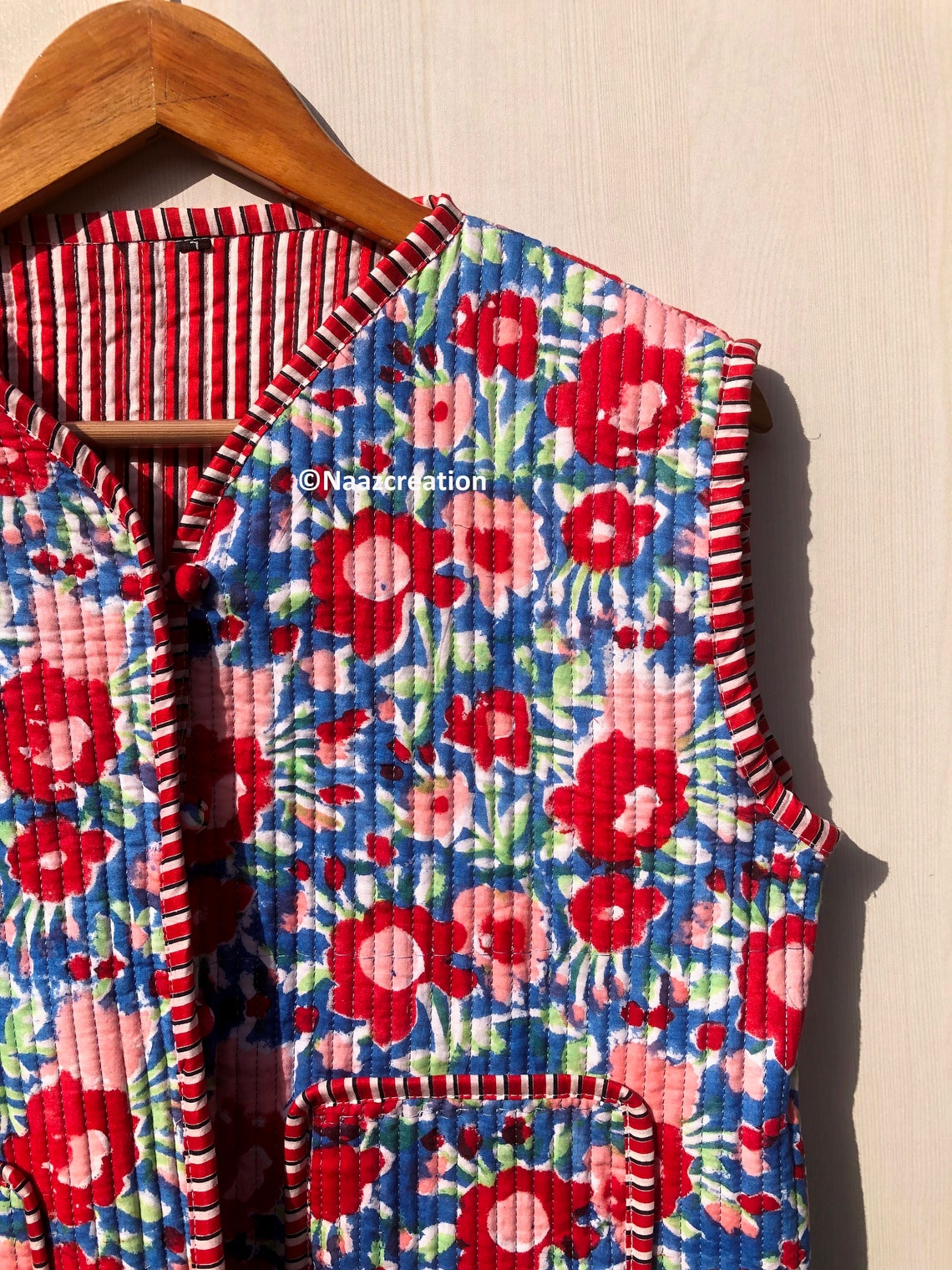 Hand Block Cotton Floral Jackets, Indian Cotton Handmade Jacket Coat ...