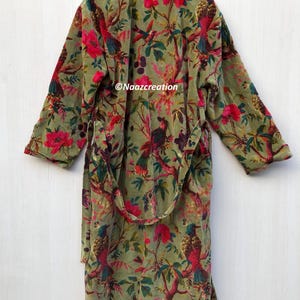 Bird Velvet Banyan Fabric Kimono Cotton Velvet Robe Long Bridesmaid ...