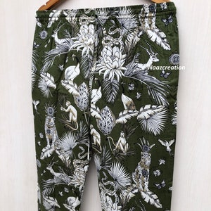 Monkey Print Cotton Pants/ Women Lounge Pants/ Beach Pants/ Floral ...