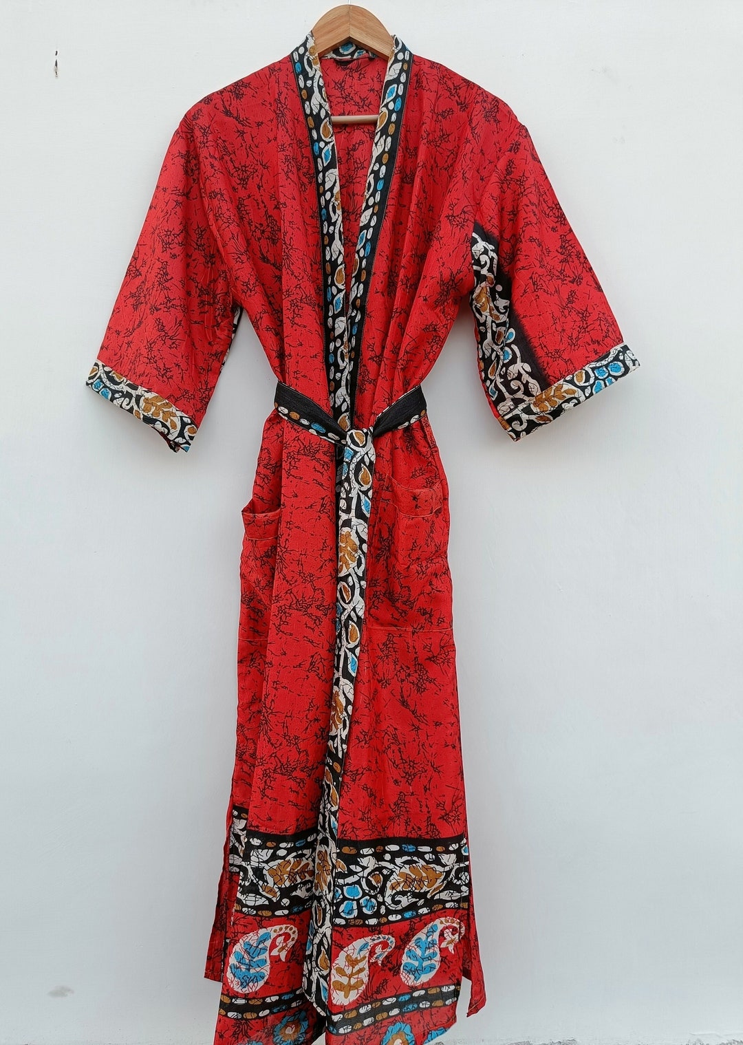 Vinatge Silk Sari Indian Long Kimono Robe Mothers Day Gift Dressing ...