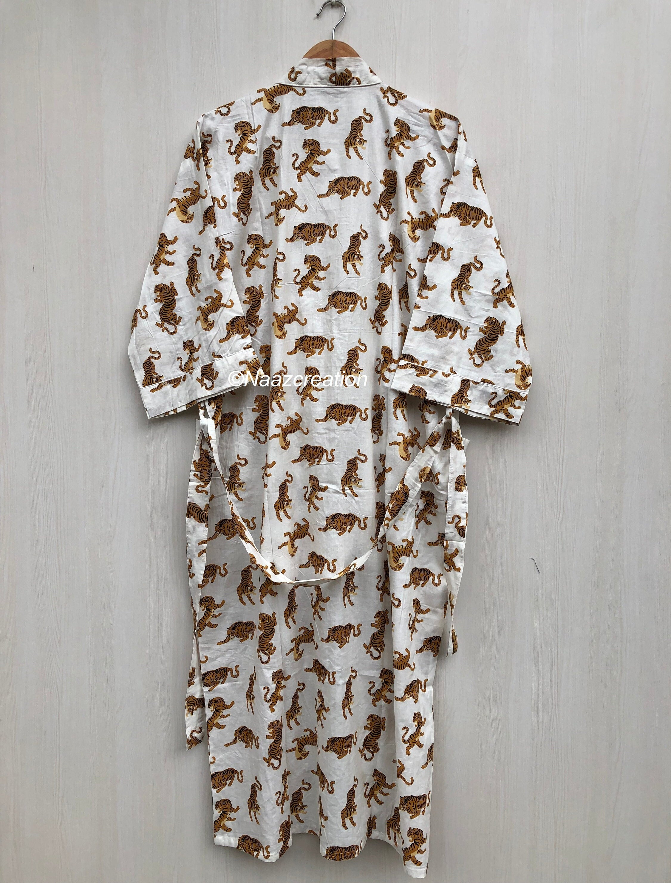 Animal Tiger Kimono Block Print Robe Maternity Gown Beach Wear Summer ...