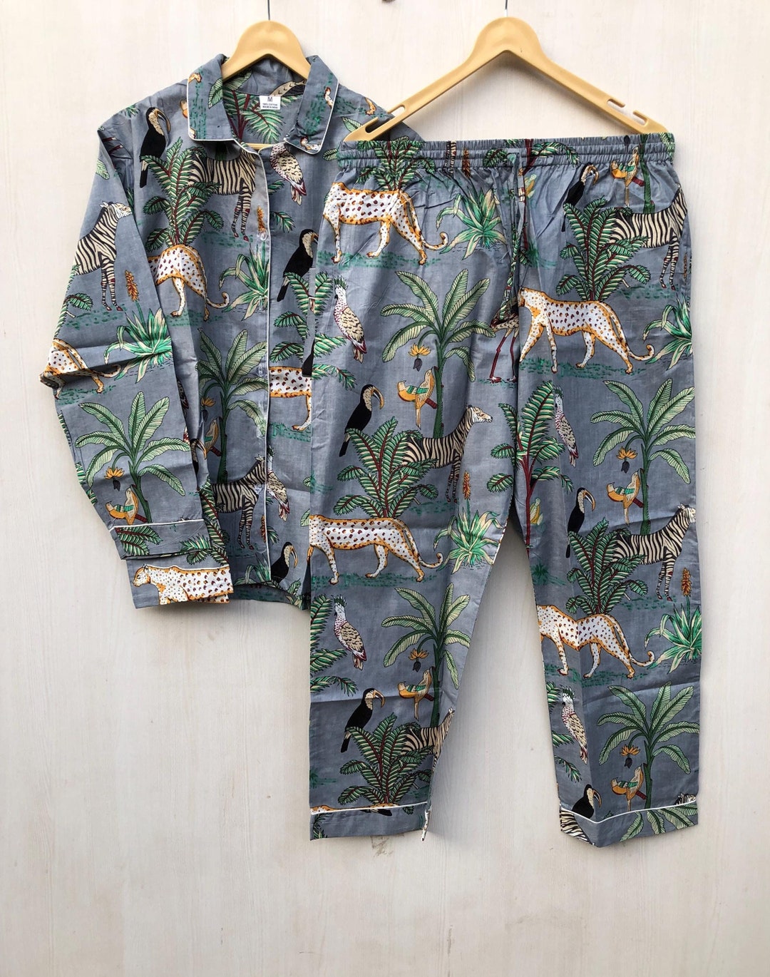Jungle Print Tiger Pajamas,print Pure Cotton Pj's, Pajamas Set ,indian ...