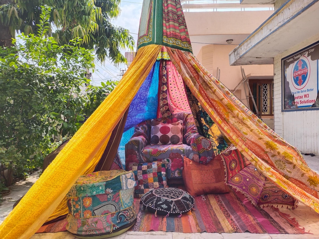 Boho Saree Canopy - Vintage Indian Sari Tent, Glamping Decor - Etsy