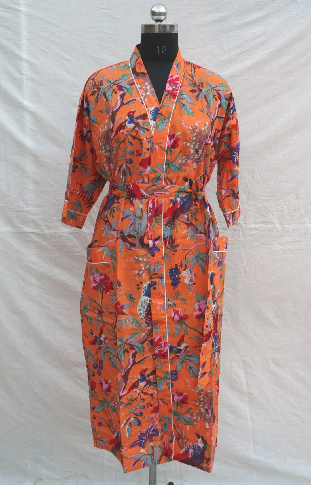 Bird Ofmd Robe, Indian Soft Cotton Kimono, Bridesmaid Robe, Kimono ...