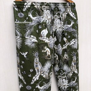 Monkey Print Cotton Pants/ Women Lounge Pants/ Beach Pants/ Floral ...