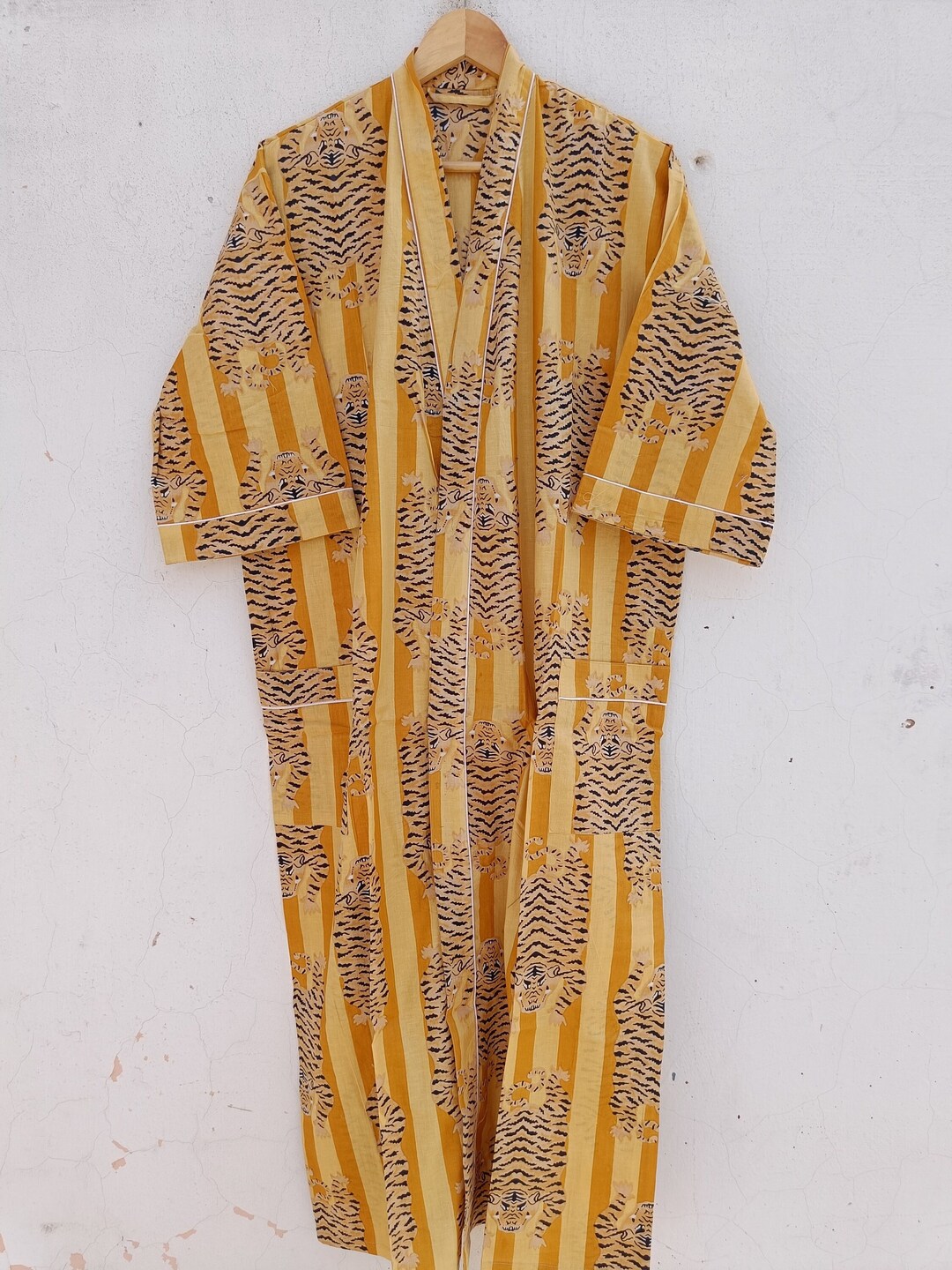 Block Print Robes, Bridesmaid Kimono Robe, Tiger Kimono, Beautiful ...