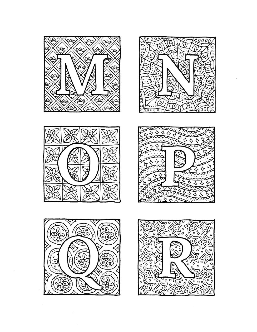 Coloring Alphabet, Instant PDF Download, 5 Pages, Adult Coloring Pages ...