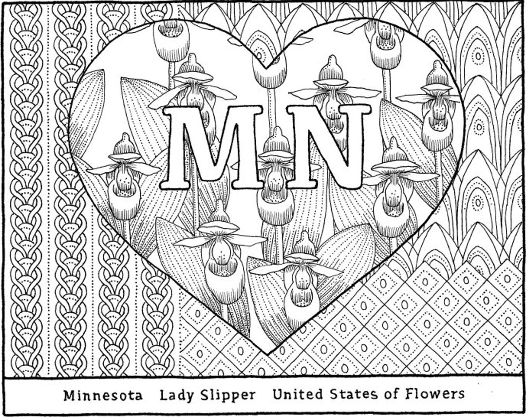 Minnesota State Flower Coloring Page, Instant PDF Download, Valentine ...