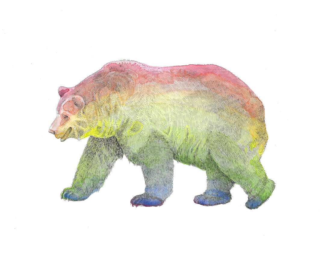 Rainbow Bear Print Artwork, Digital Download, Printable Art 8x10 - Etsy