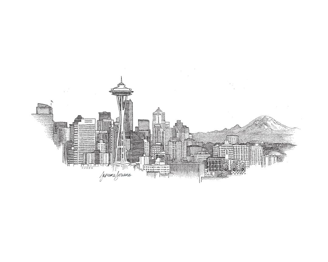 Seattle Print, Instant Download Cityscape, Washington Art Decor ...