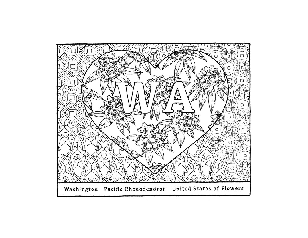 Washington State Flower Coloring Page, Instant PDF Download, Valentine ...