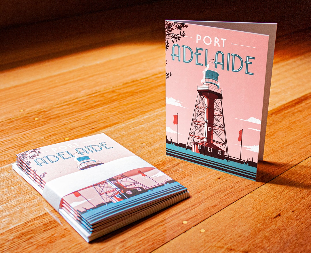 Port Adelaide Vintage Design - Greeting Cards (5 Pack) - Etsy