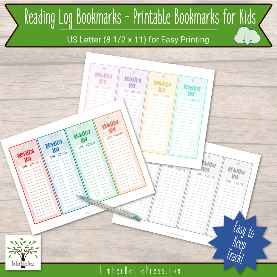 Reading Log Printable Bookmarks for Kids INSTANT DOWNLOAD - Etsy Canada