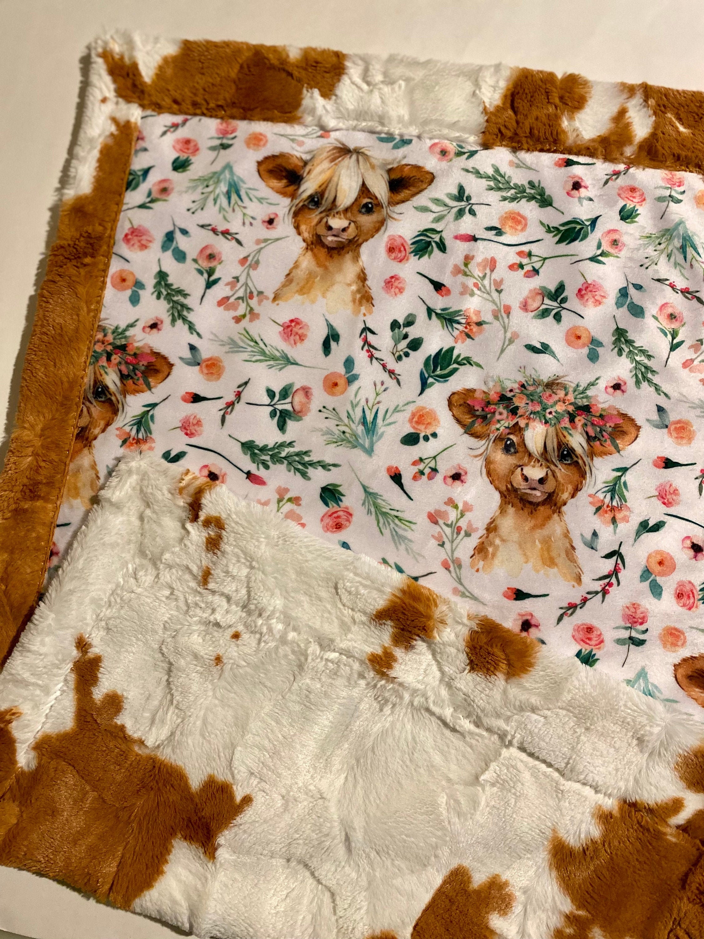 Calf Minky Blanket, Baby Cow Cuddle Blanket, Farm Bedding, Child ...