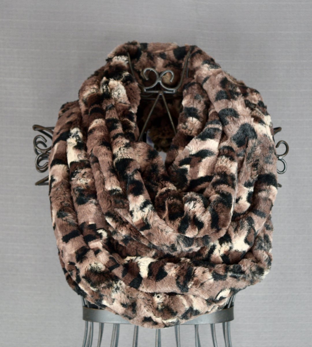 Minky Scarf, Faux Fur Scarf, Infinity Scarf, Bobcat Minky Scarf, Winter ...