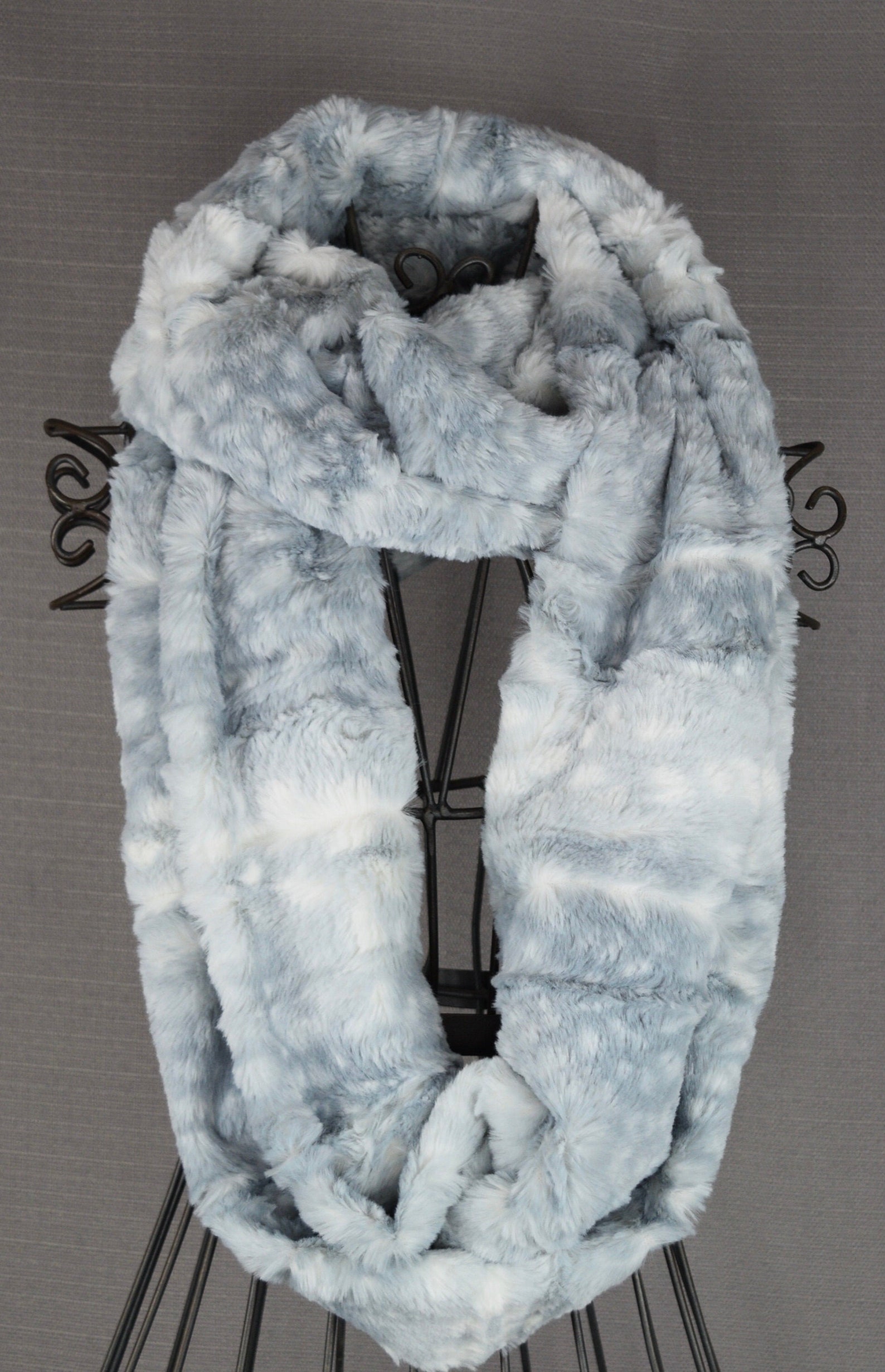 Minky Scarf, Faux Fur Scarf, Infinity Scarf, Steel Gray Fawn Minky ...