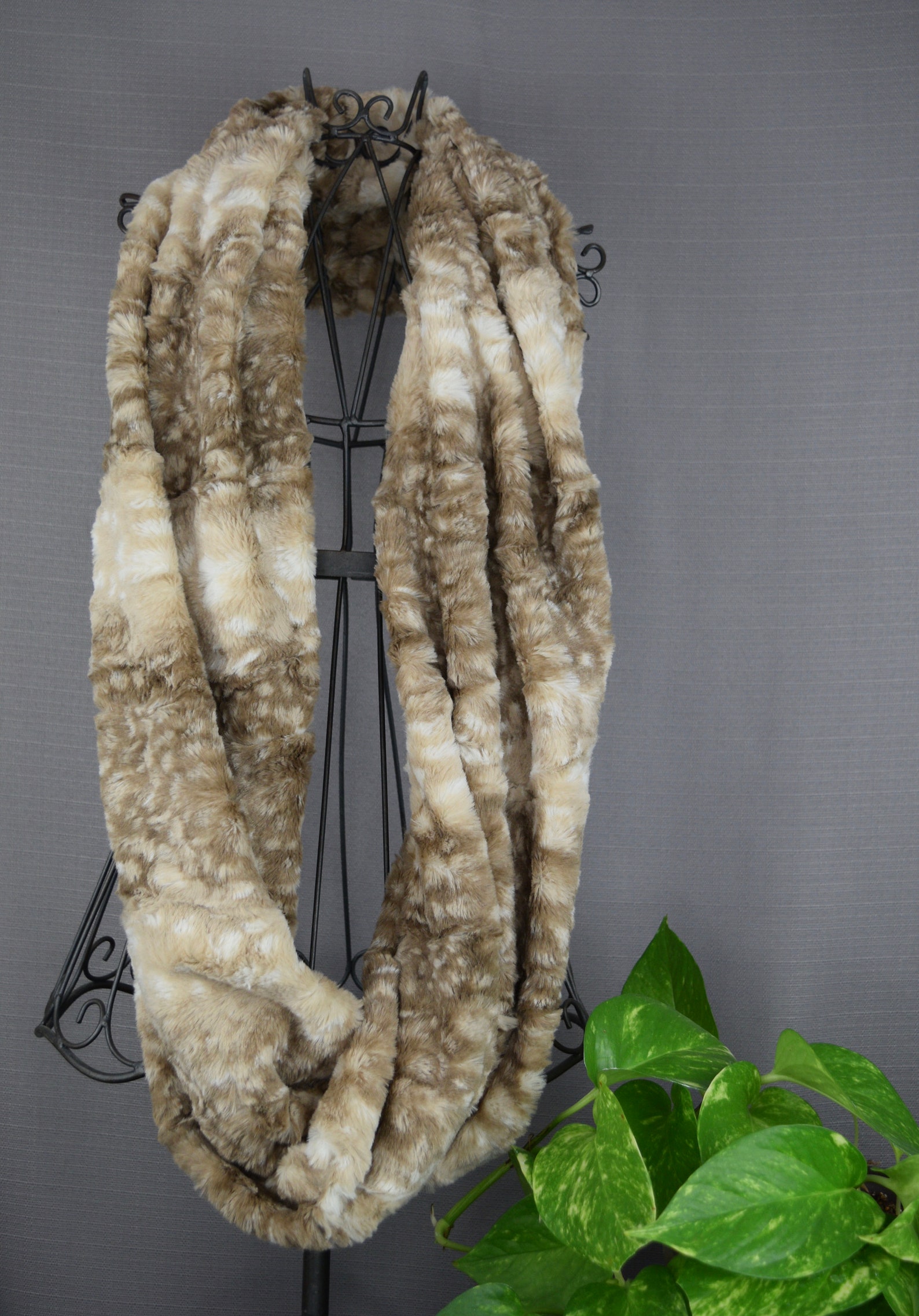 Minky Scarf Faux Fur Scarf Infinity Scarf Steel Gray Fawn | Etsy