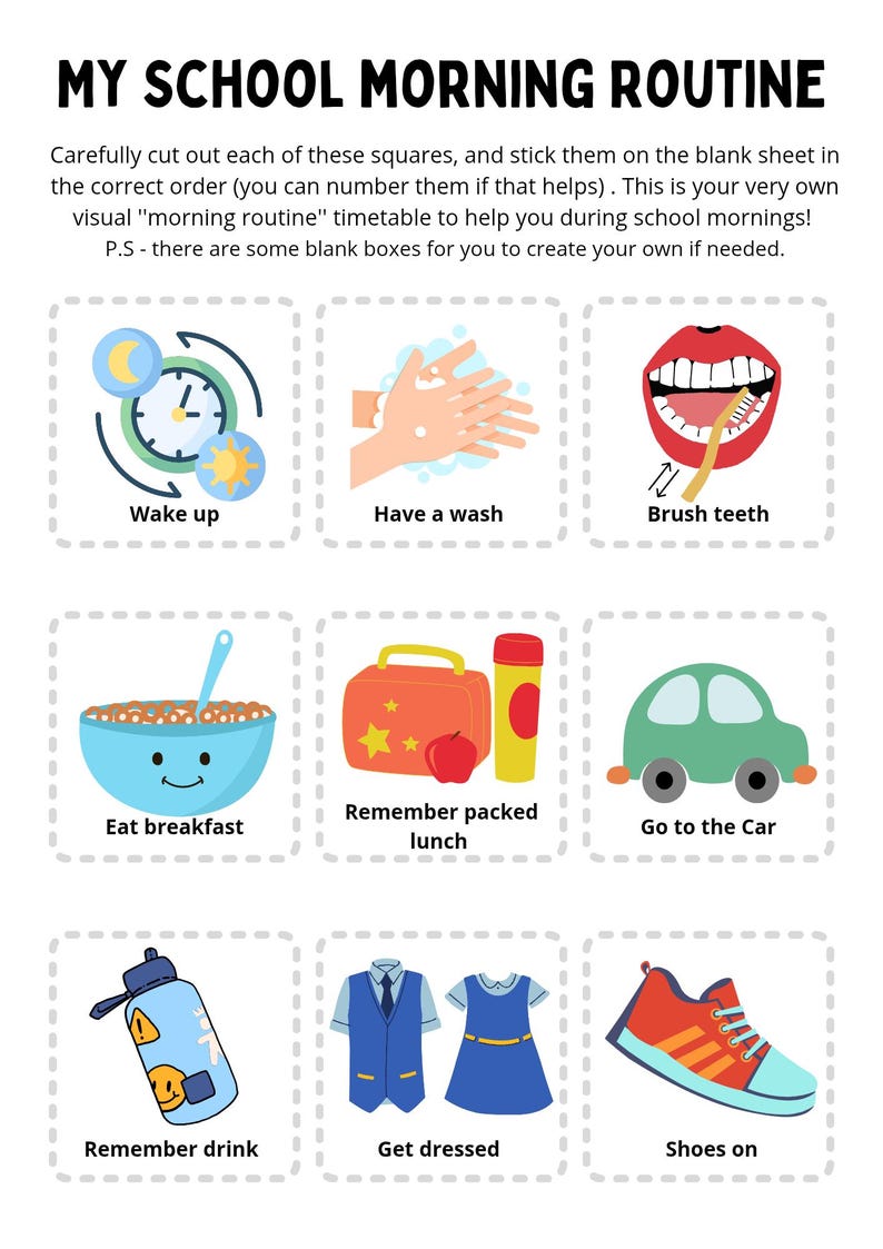 Visual School Morning Routine Timetable - Digital File for Child to ...