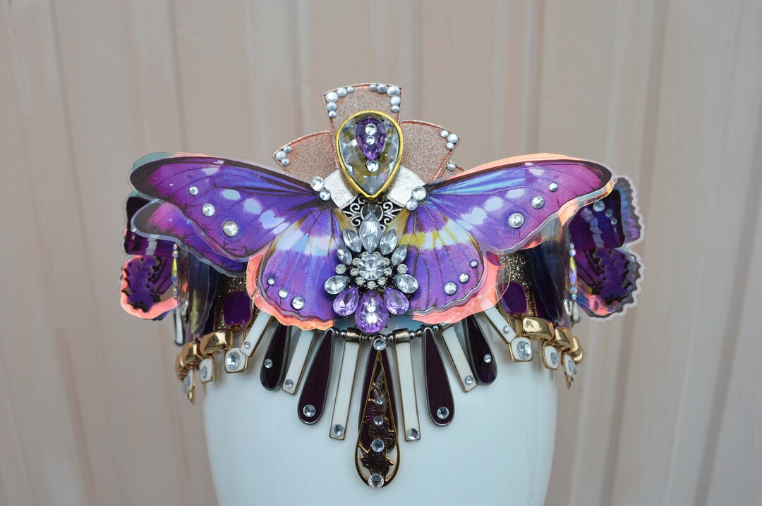 Purple Silk Moth Witch Fairy Holographic Butterfly Crystal Sunset ...