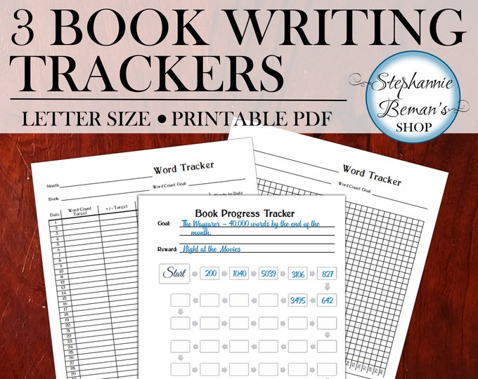PRINTABLE Monthly Writing Tracker Bundle, Book Progress, Word Count ...