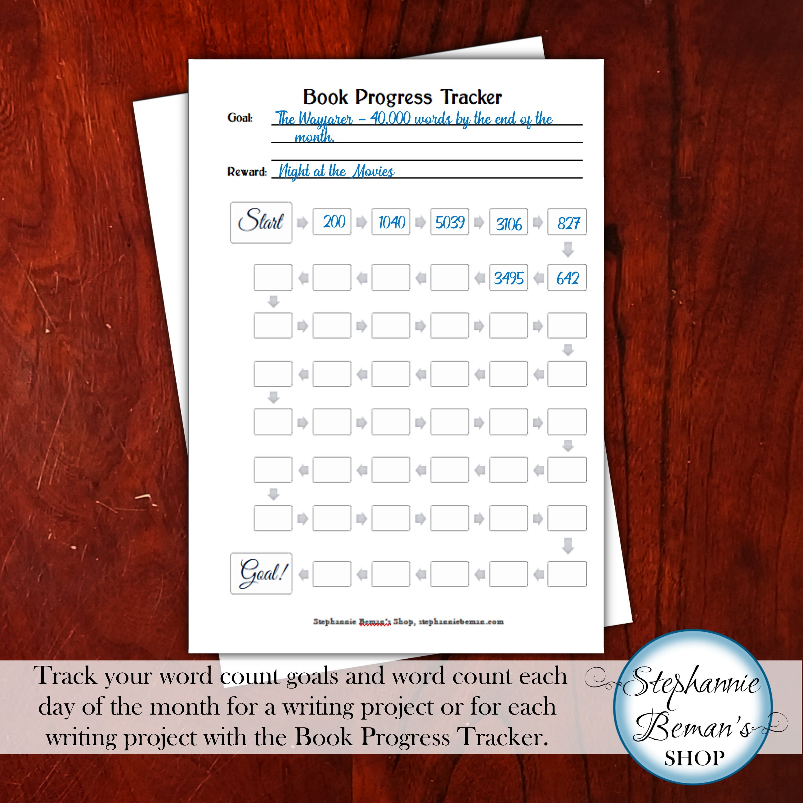 Monthly Book Progress Tracker Printable Writing Tracker for | Etsy